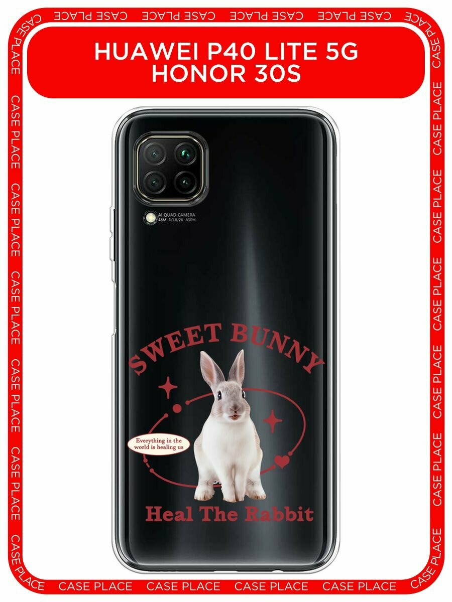 Чехол на Honor 30S Global/Huawei P40 Lite 5G/Nova 7 SE / Хонор 30S с принтом "Heal the rabbit", прозрачный