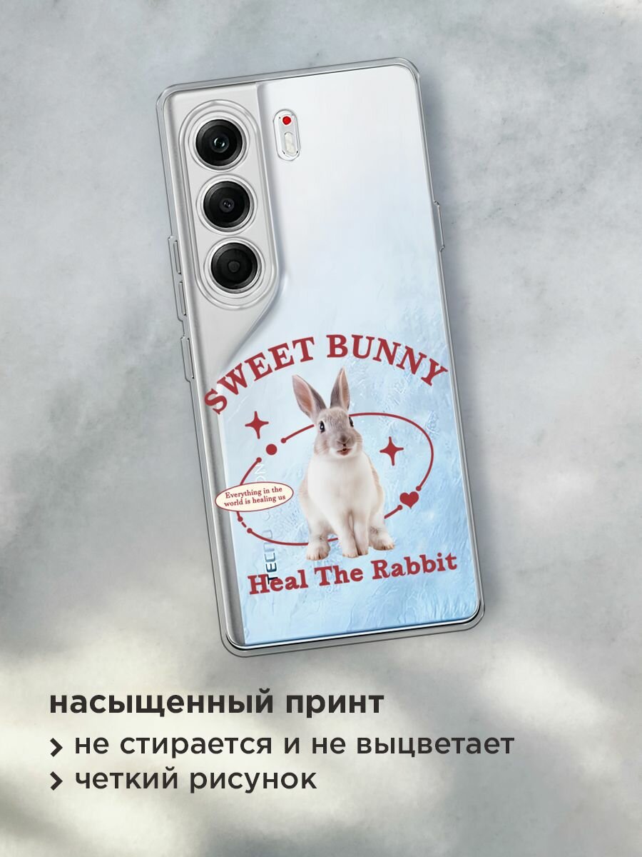 Чехол на Tecno Camon 40 Pro 5G / Текно Камон 40 Про 5G с принтом "Heal the rabbit", прозрачный — фото 1