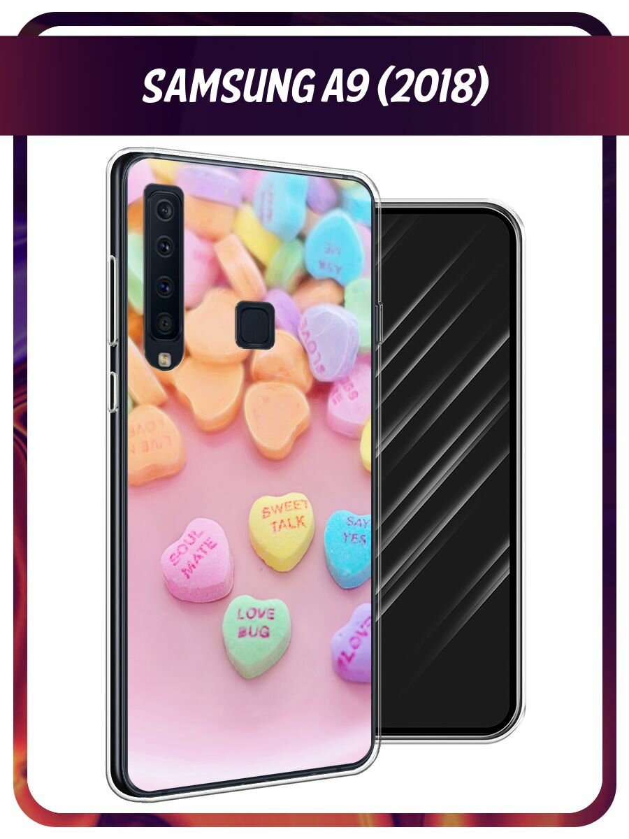 Чехол на Samsung Galaxy A9 2018 / Самсунг Галакси А9 2018 с принтом "Конфетки сердечки 2"