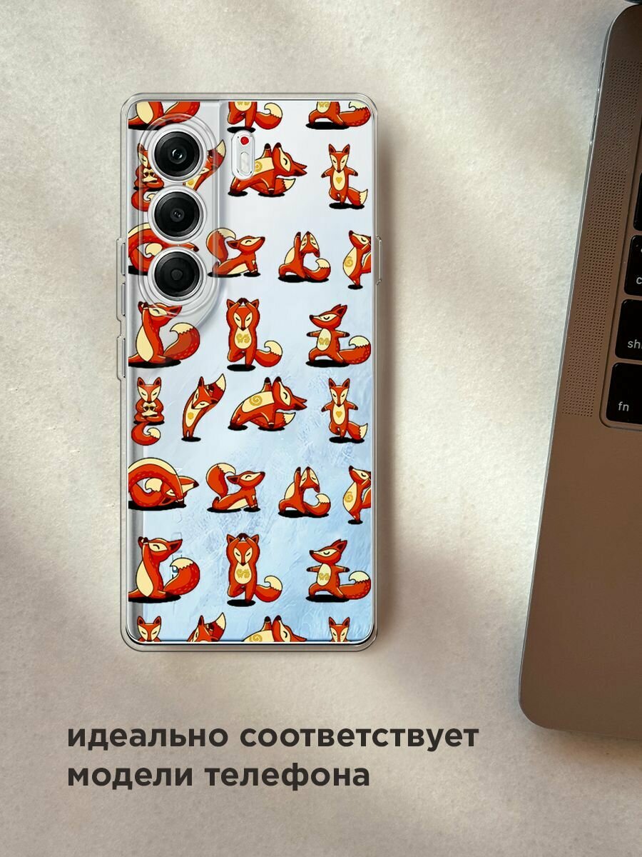 Чехол на Tecno Camon 40 Pro 5G / Текно Камон 40 Про 5G с принтом "Йога для лисы", прозрачный — фото 1