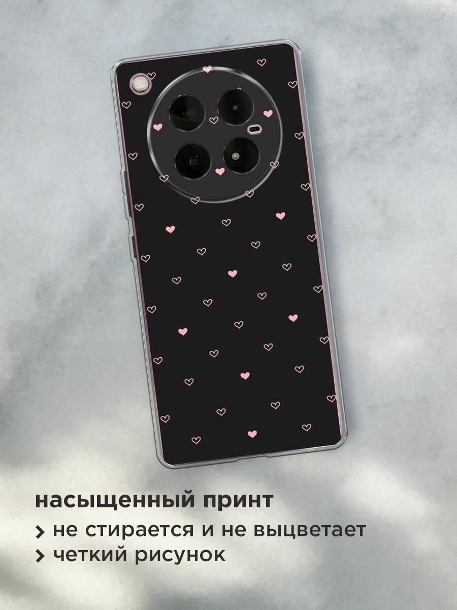 Чехол на Infinix Zero 40 4G / Инфиникс Зеро 40 4G с принтом "Черный фон и сердечки" — фото 1
