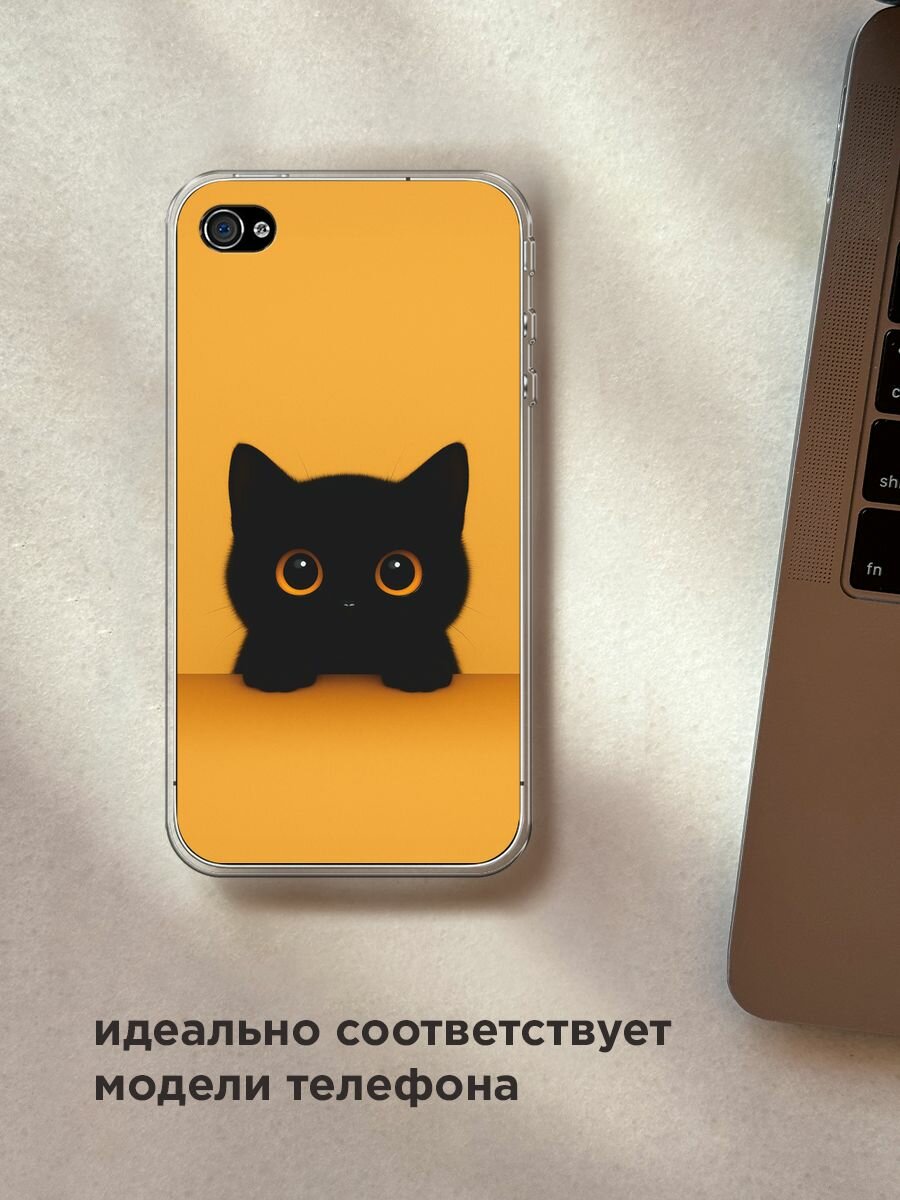 Чехол на Apple iPhone 4/4S / Айфон 4/4S с принтом "Контрастный котик" — фото 1