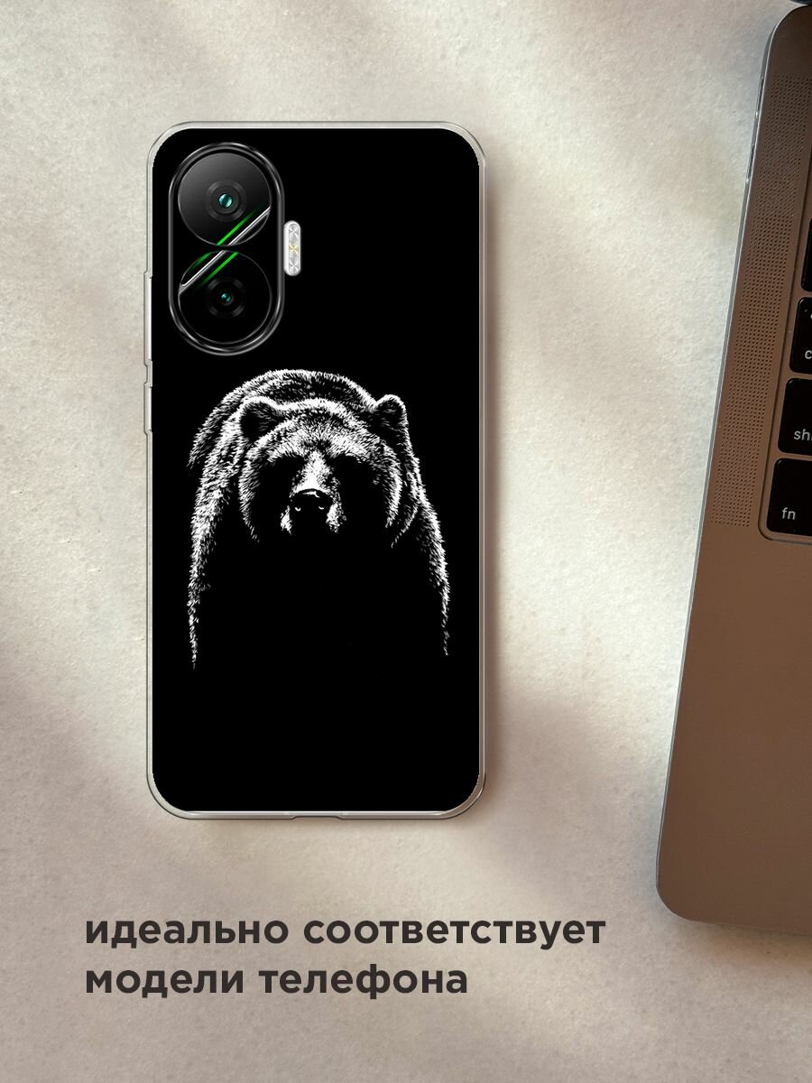 Силиконовый чехол на Poco F7 / Поко F7 с принтом "Медведь в ночи" — фото 1