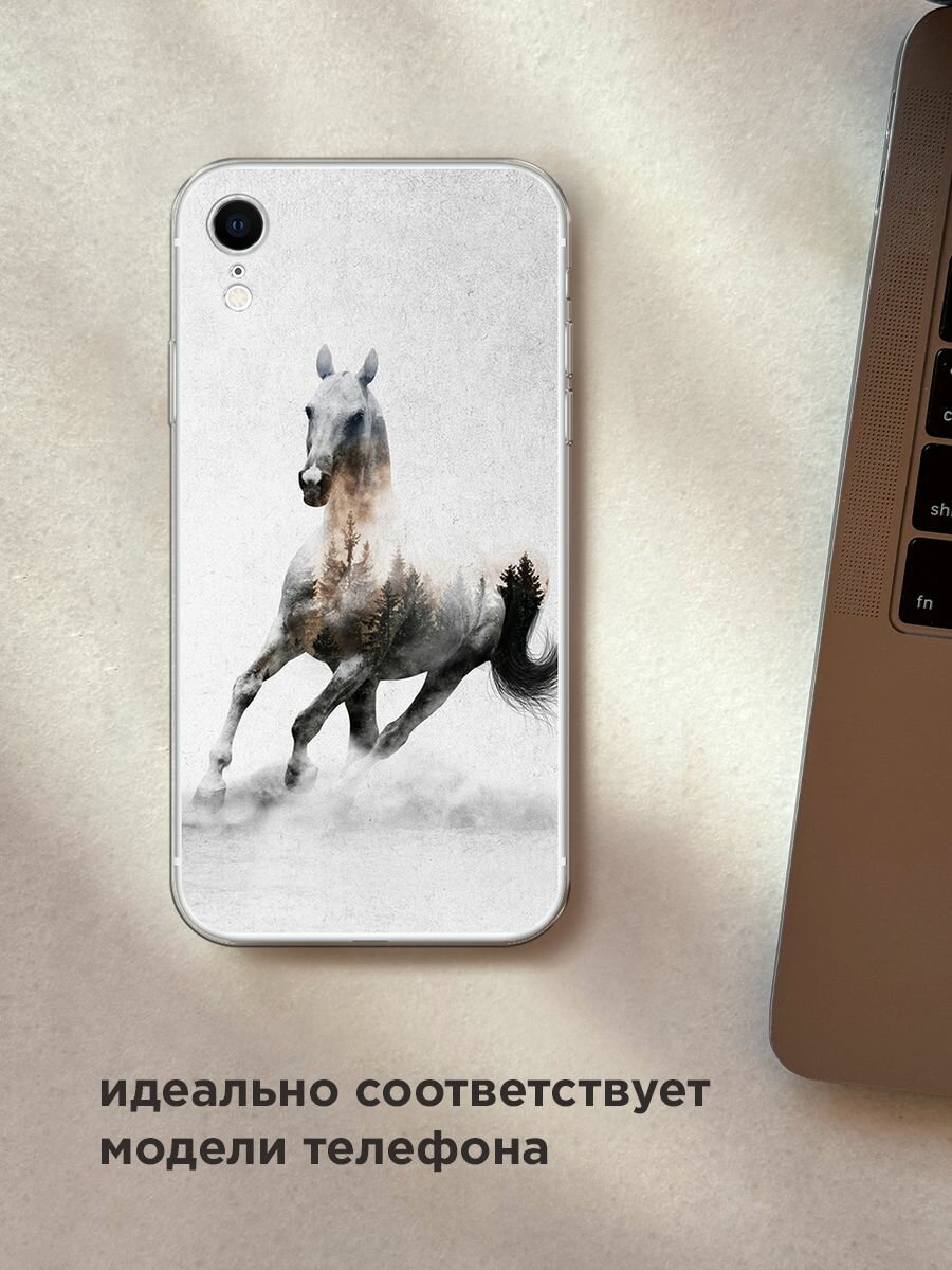 Силиконовый чехол на Apple iPhone XR / Айфон XR с принтом "Лошадь лес" — фото 1
