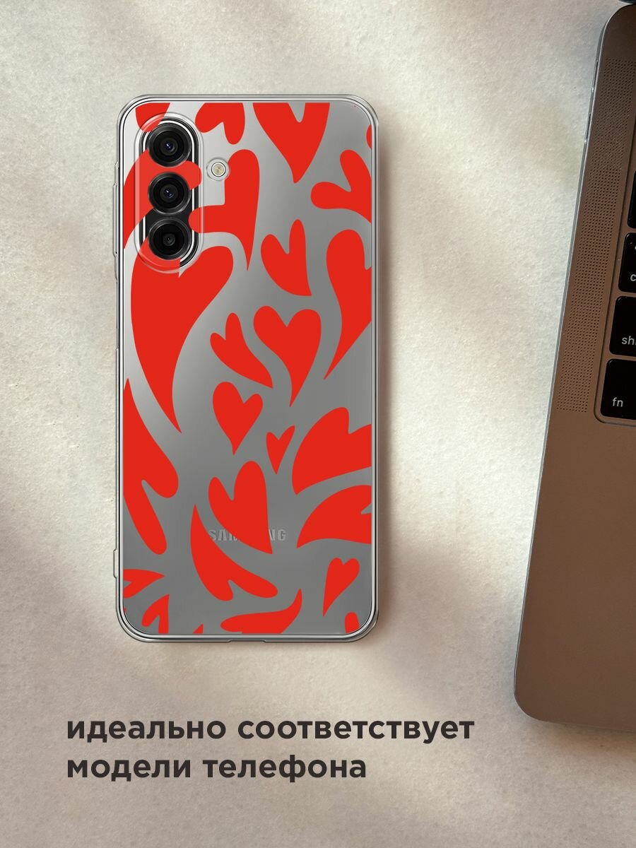 Чехол на Samsung Galaxy A17 / Самсунг А17 с принтом "Crazy hearts 2 - 14 февраля", прозрачный — фото 1