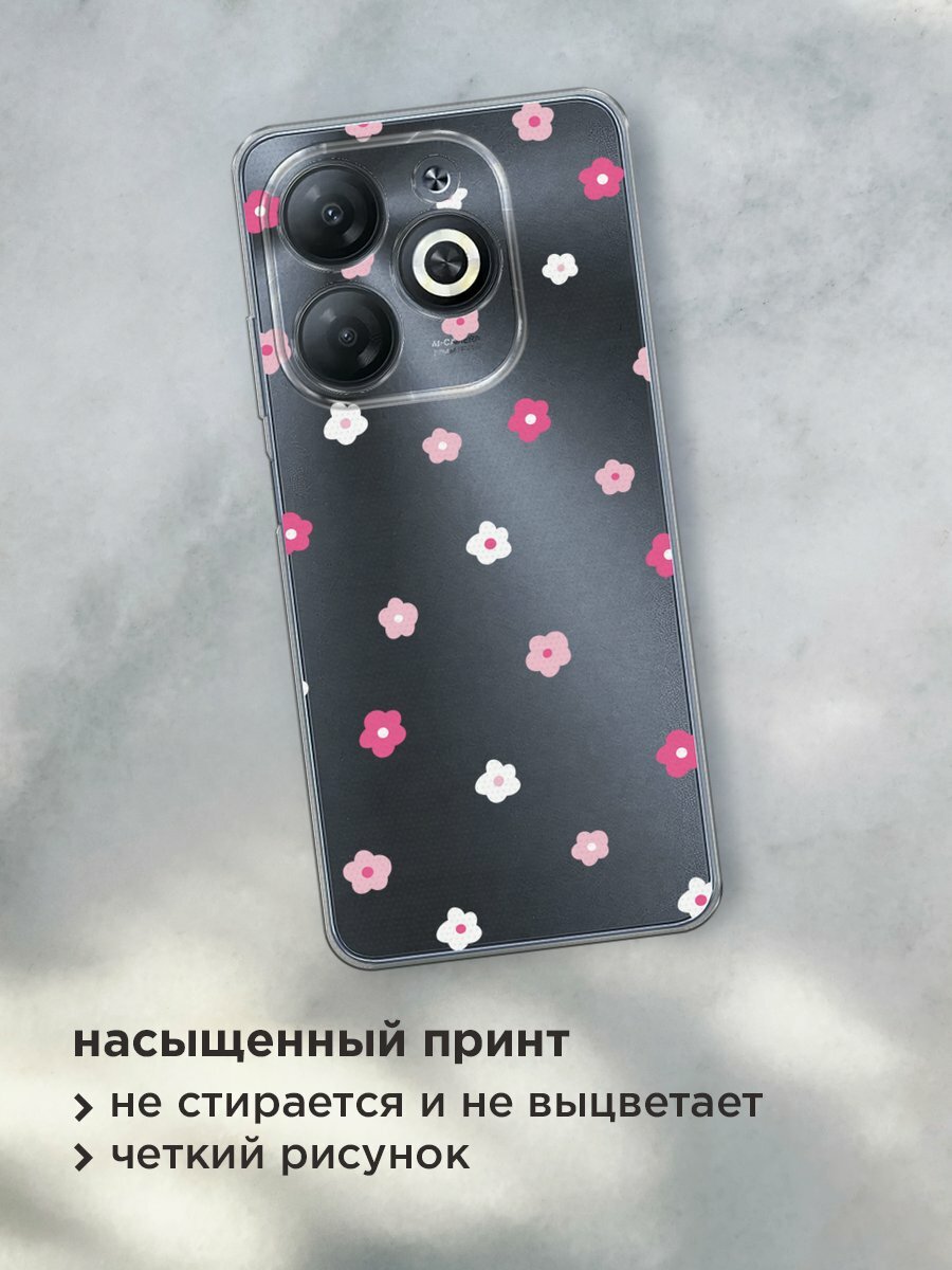 Чехол на Infinix Smart 8 Plus / Инфиникс Смарт 8 Плюс с принтом "Весенние цветочки рисунок", прозрачный — фото 1