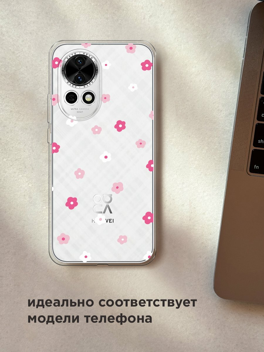 Чехол на Huawei Nova 12/Nova13 / Хуавей Нова 12/Нова 13 с принтом "Весенние цветочки рисунок", прозрачный — фото 1