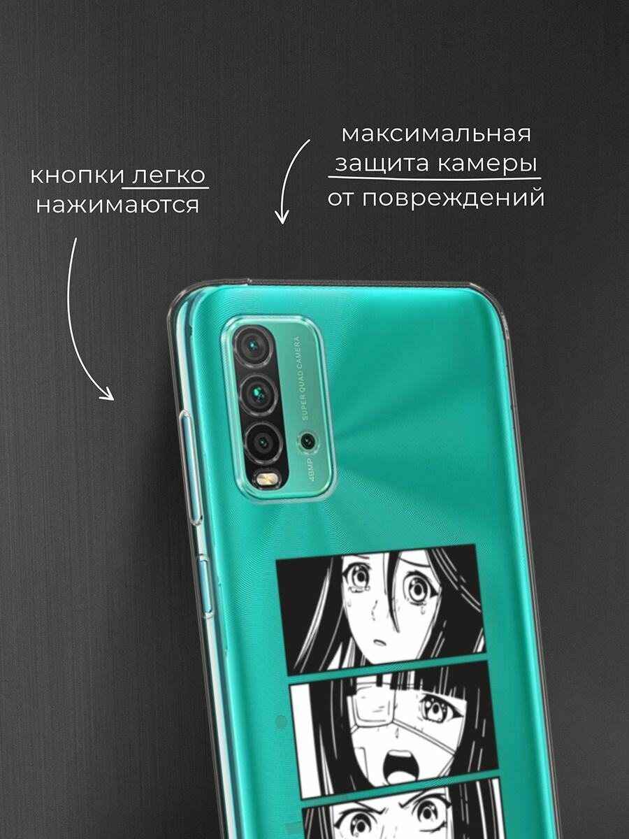 Чехол на Xiaomi Redmi 9T / Сяоми Редми 9Т с принтом "Tokyo girls", прозрачный — фото 1