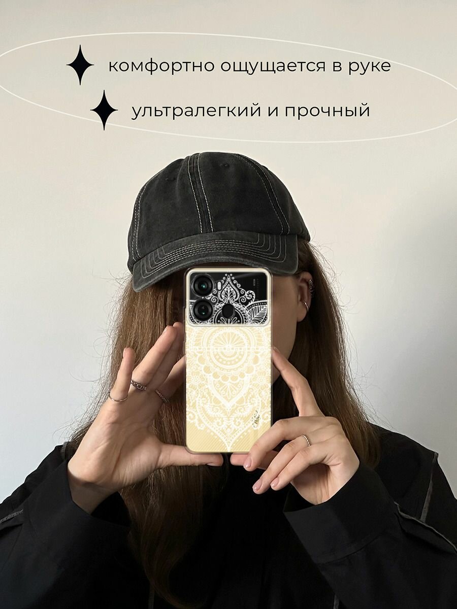 Чехол на Itel P40 / Ител P40 с принтом "Солнечный узор", прозрачный — фото 1