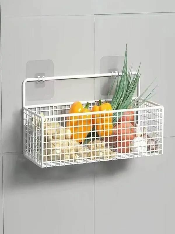 Настенный стеллаж для хранения вещей, 15,5x8,5x27 см, без сверления, металлическая сетка для кухни и ванной комнаты