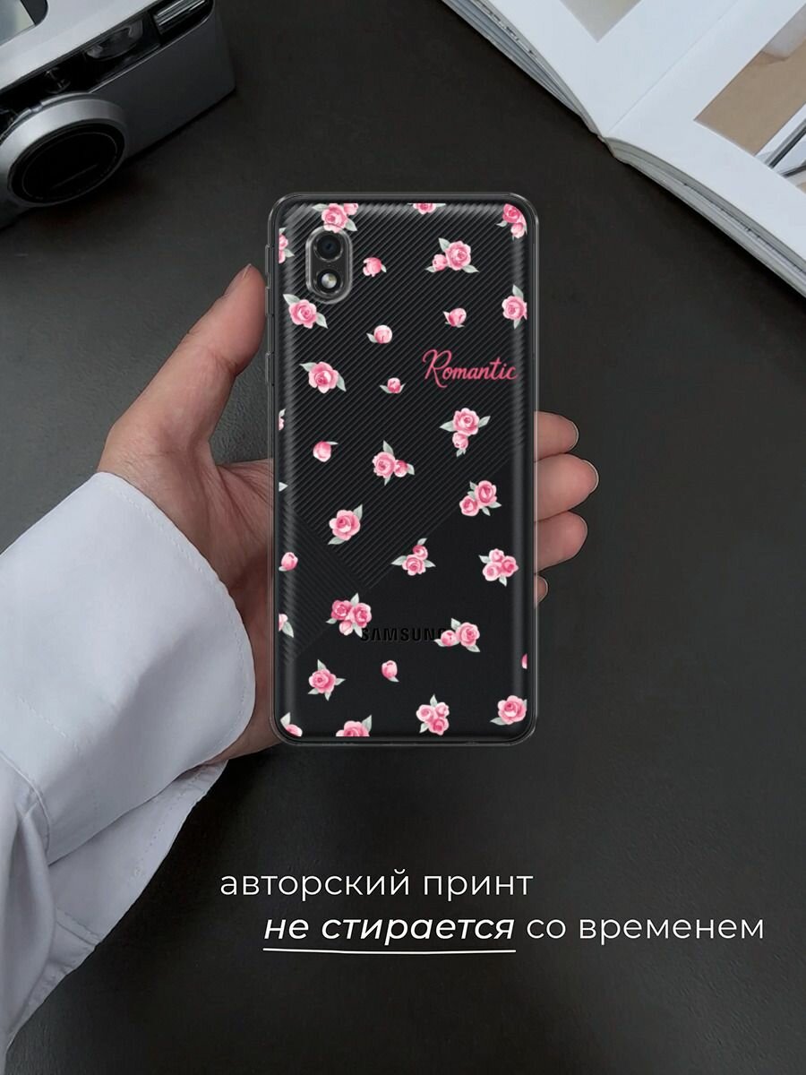 Чехол на Samsung Galaxy A01 Core / Самсунг Галакси А01 Core с принтом "Romantic 2", прозрачный — фото 1