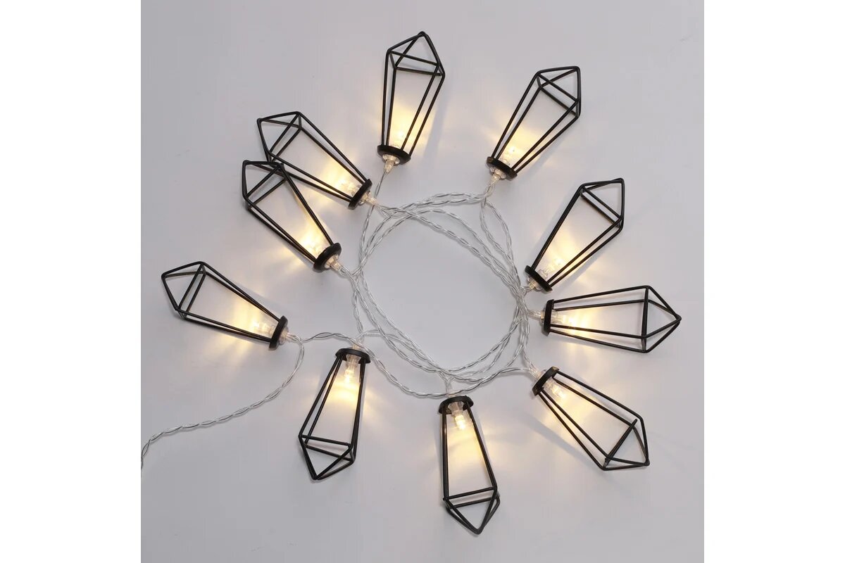 NEON-NIGHT Светодиодная гирлянда Кристаллы черные, 10LED, 1,5м, питание 2xAA, 304-017