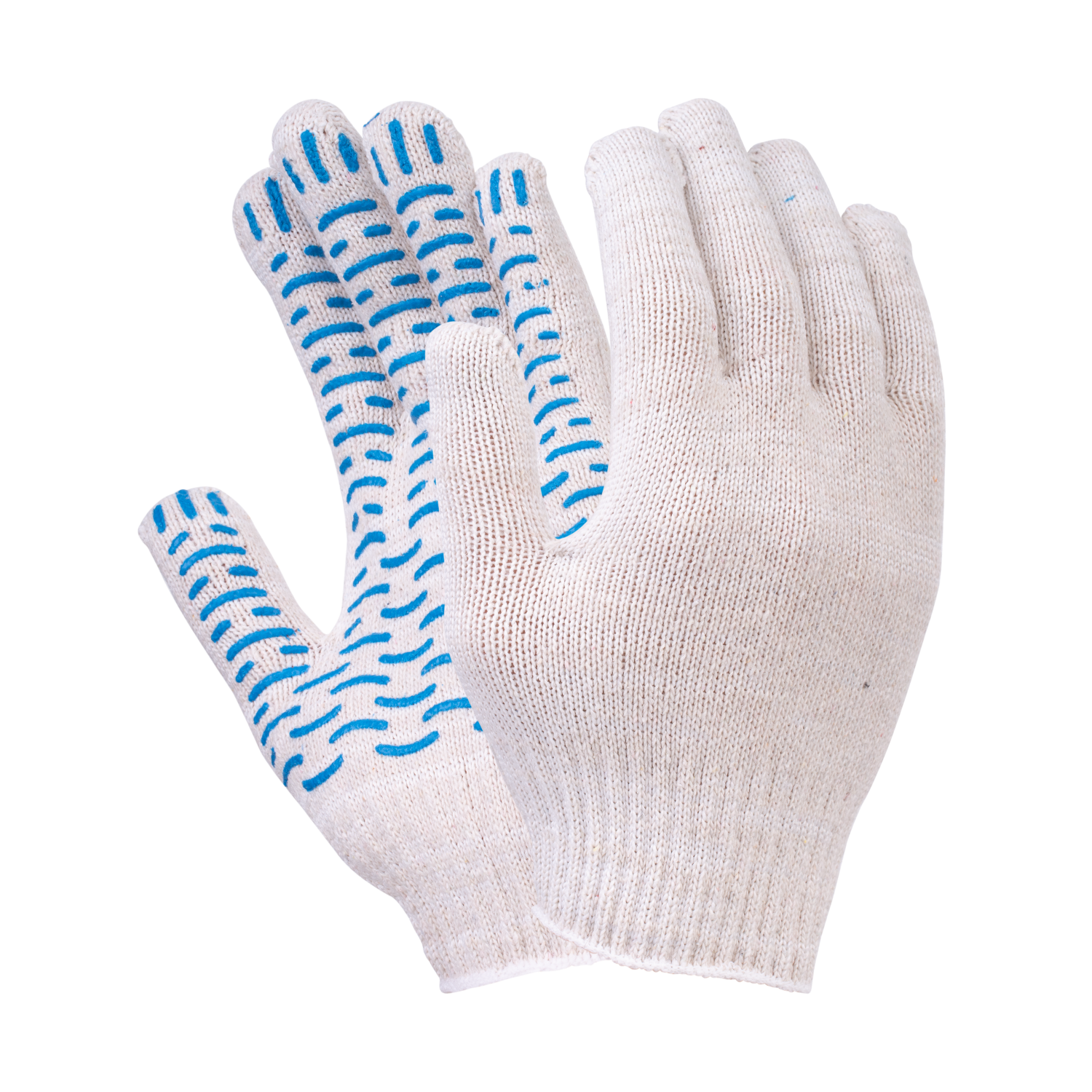 Хлопчатобумажные перчатки с ПВХ волна 10 класс 55 г белые для точной работы и защиты