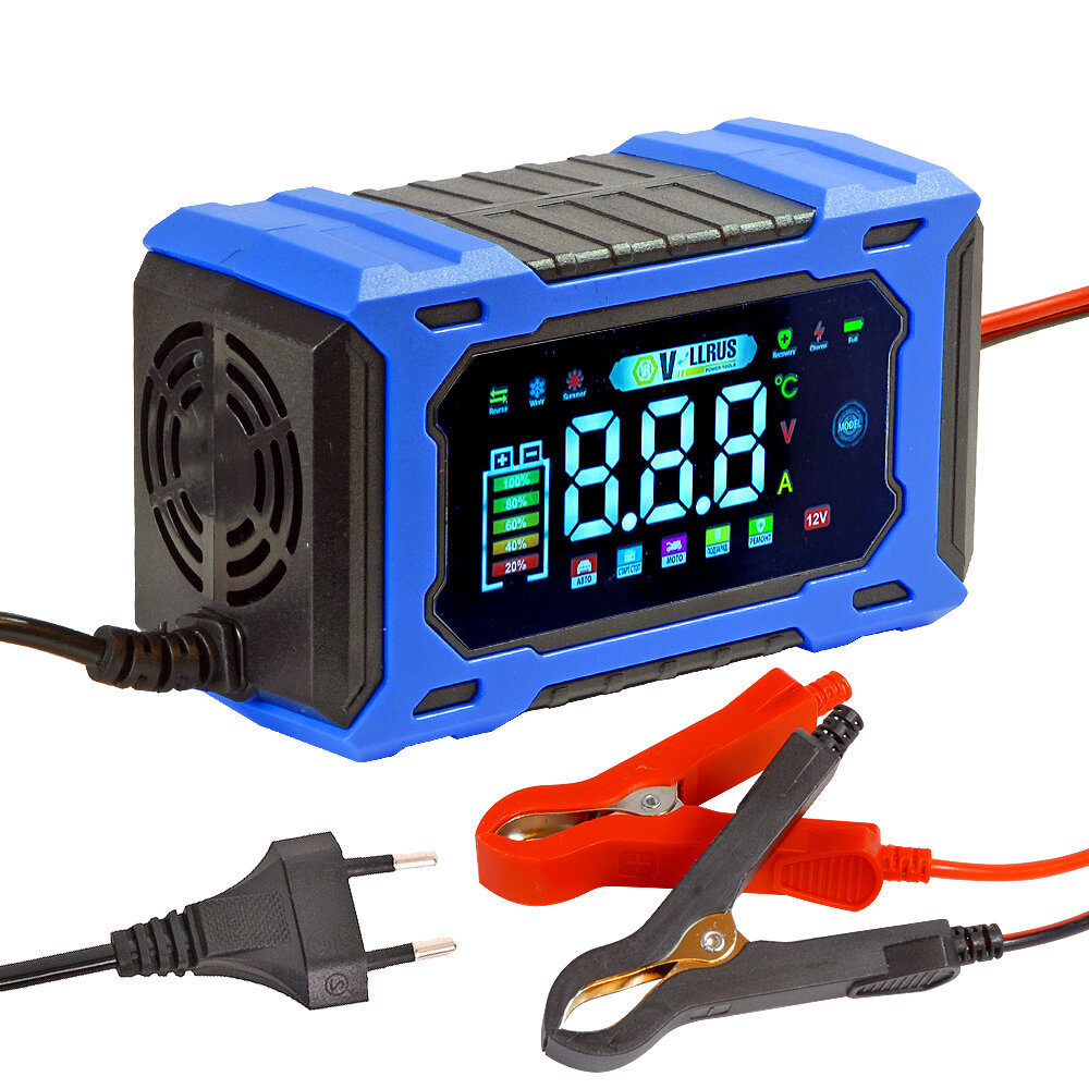 Зарядное устройство импульсное VOLLRUS smart VR-25А 12В 6А) (5 режимов сенсорное управление) синий