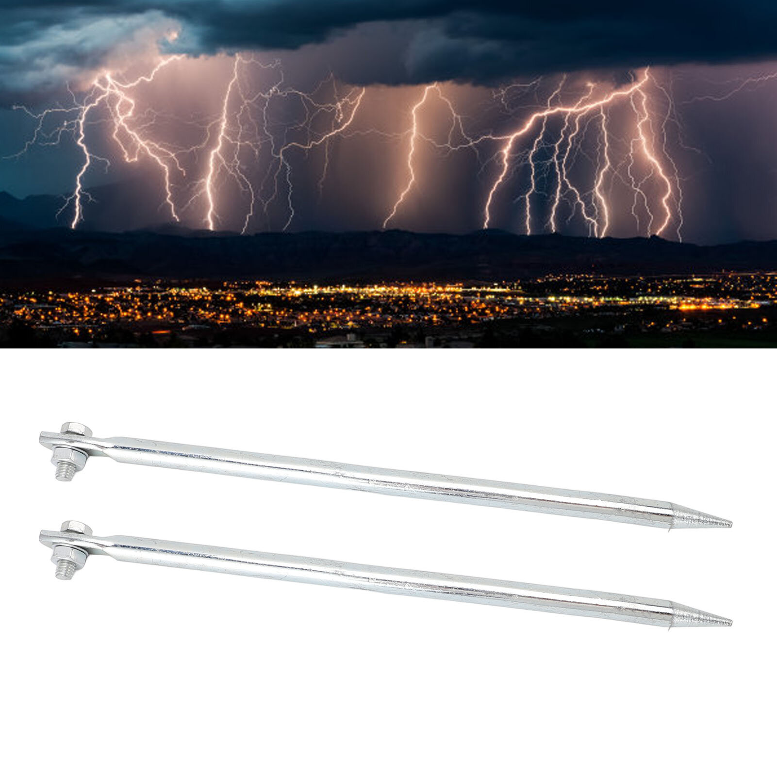 2 шт. портативный заземляющий стержень из медного железа с резьбовым соединением, заземляющий штырь для электрических ограждений, антенн, спутниковых тарелок 12x300 мм