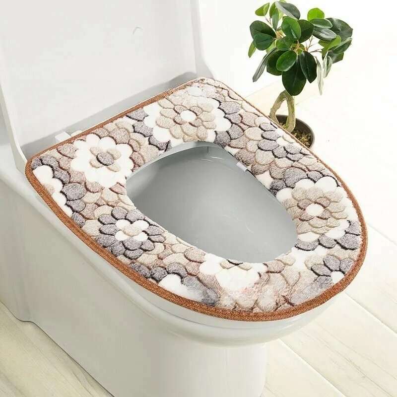 Водонепроницаемая универсальная подушка-сиденье для домашнего туалета, сиденье для унитаза мягкое, из кораллового бархата с застежкой-липучкой