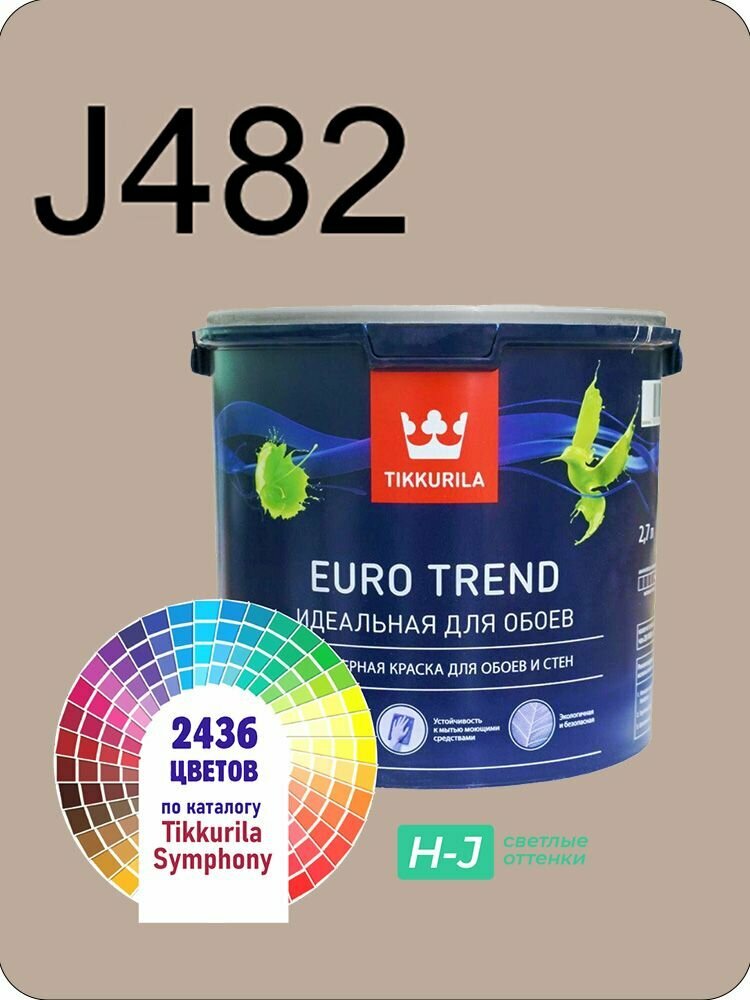 Краска для обоев Tikkurila Euro Trend 2,7л. светлые оттенки J482