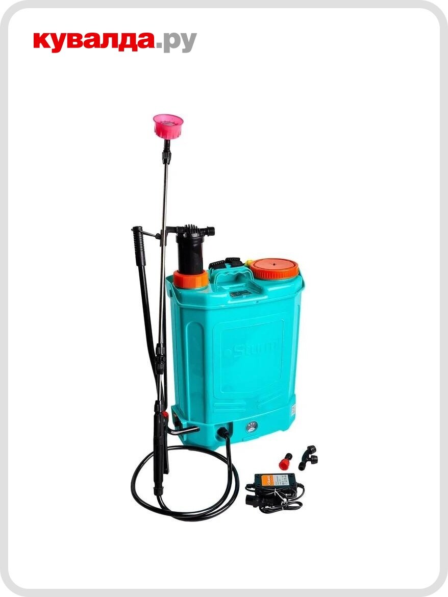 Опрыскиватель аккумуляторный Sturm GS8216BM садовый ранцевый с ручной подкачкой, 16л