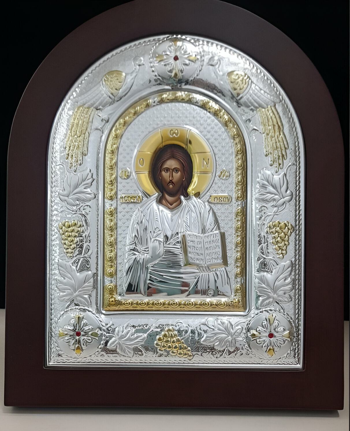 Икона Prince Silvero "Спаситель", освященная, в серебряном окладе, 22х18 см