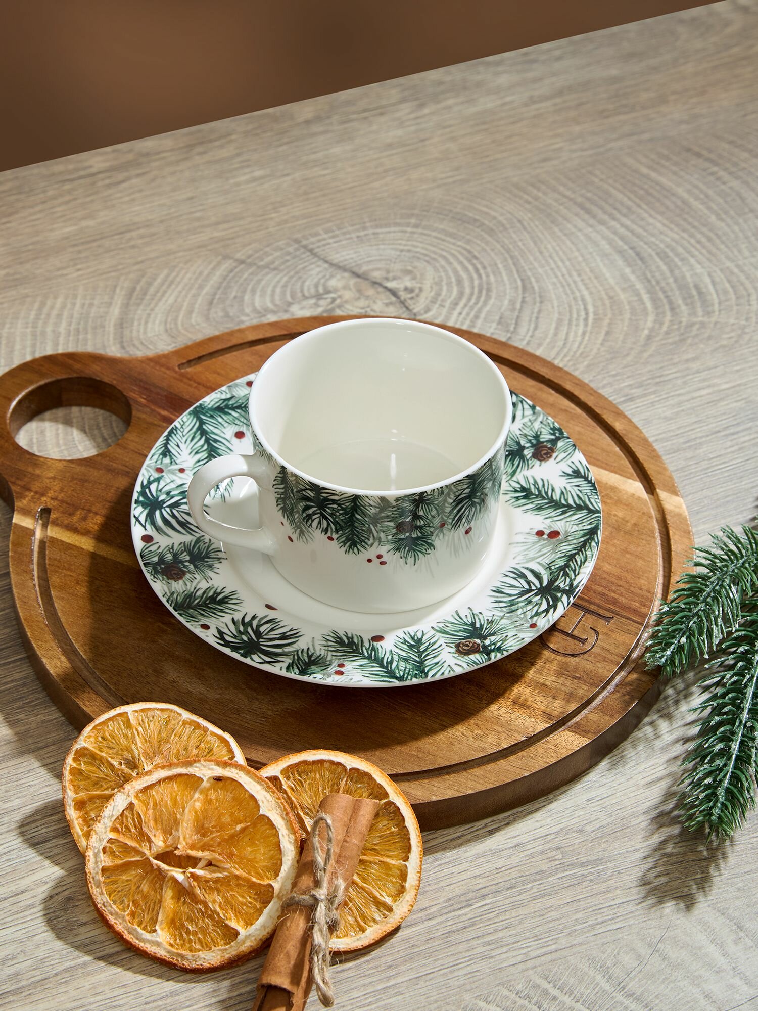 Cozy Home, Чайная пара "Christmas tree" 16х16х6,5 см, фарфор, 250 мл