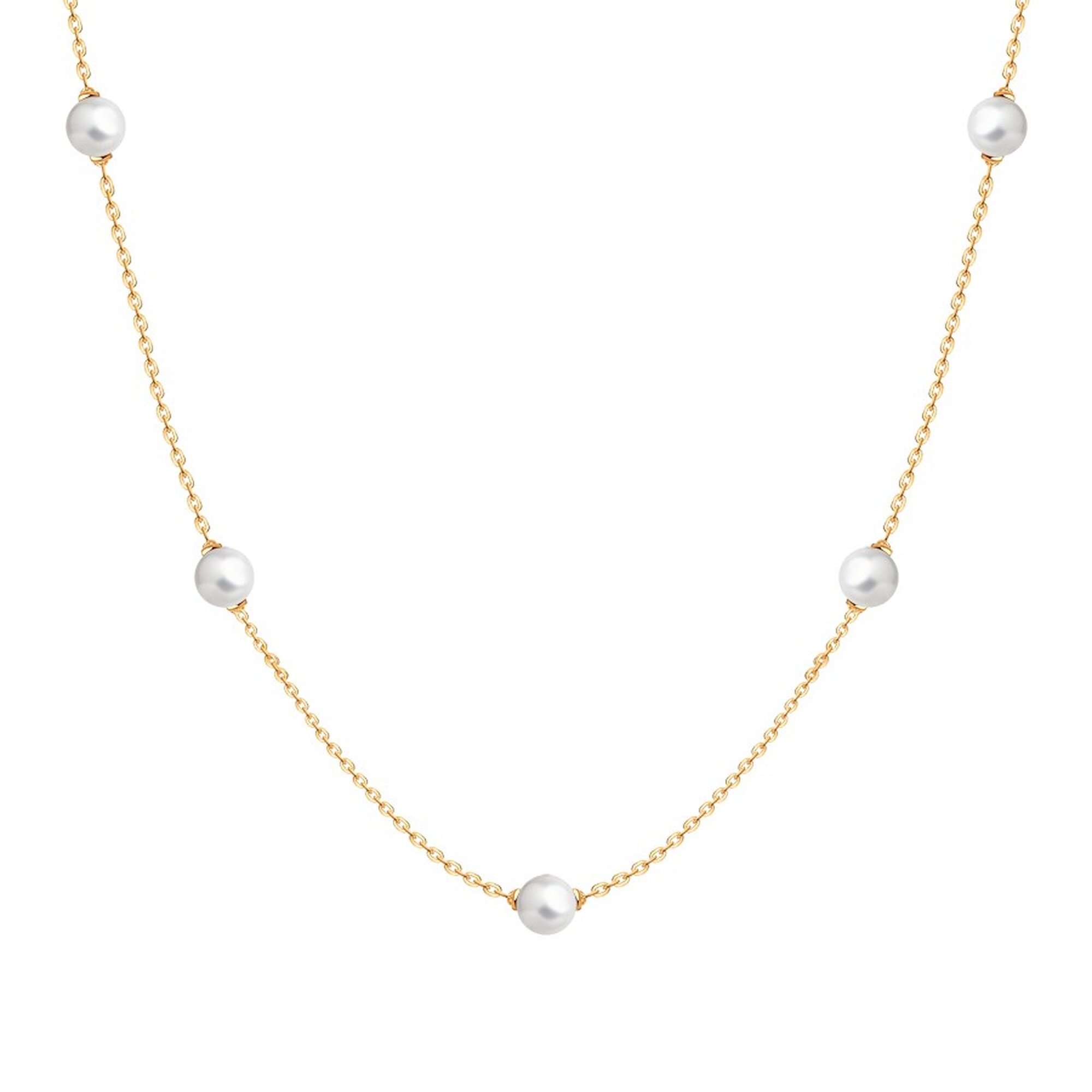 Колье, красное золото, 585 проба, жемчуг