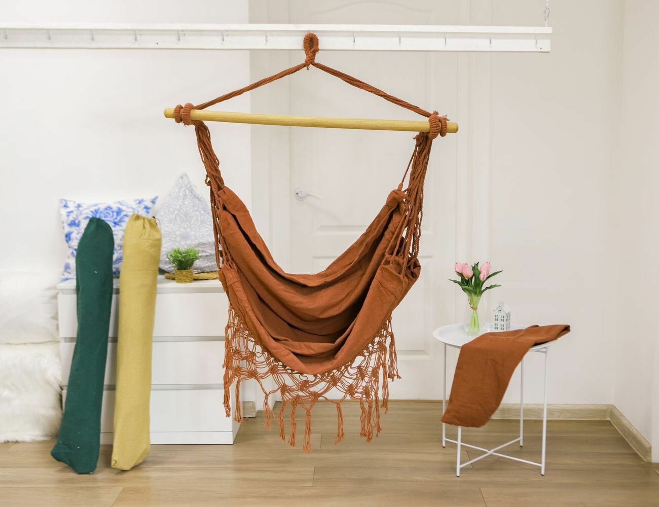 Подвесное кресло-гамак мезон, терракотовое, 130х100 см, Kaemingk 806227-3