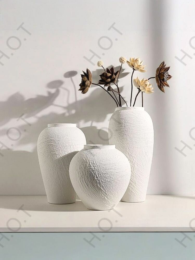 Ваза "Текстура каменного узора в стиле ваби-саби", 32 см , Керамика, 1 шт