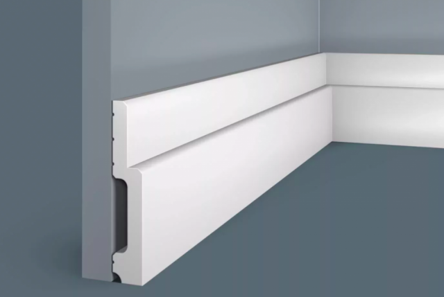 Плинтус напольный 12x80 мм белый ударопрочный полистирол полиуретановый под покраску 1 метр