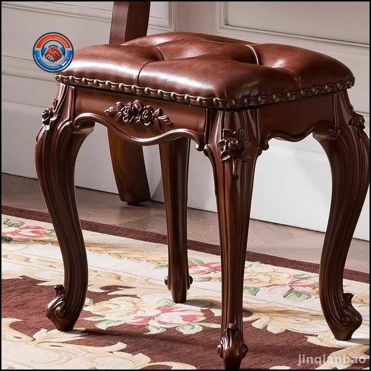 Мягкий табурет для коридора с ножками из массива дерева и кожаной подушкой, классический пуф для переобувания в прихожей, спальне, гардеробной, 41х31х45 см