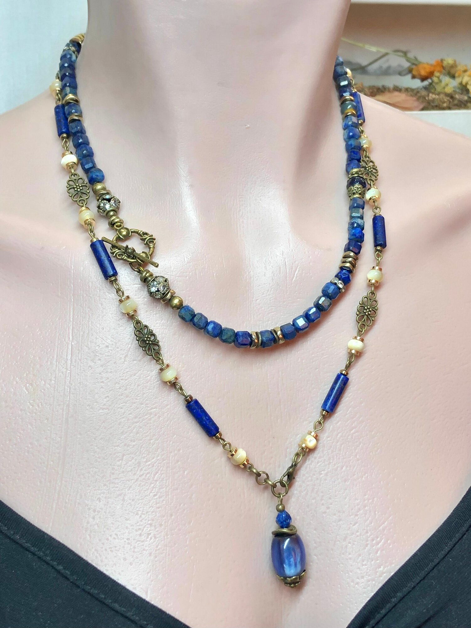 Чокер, лазурит