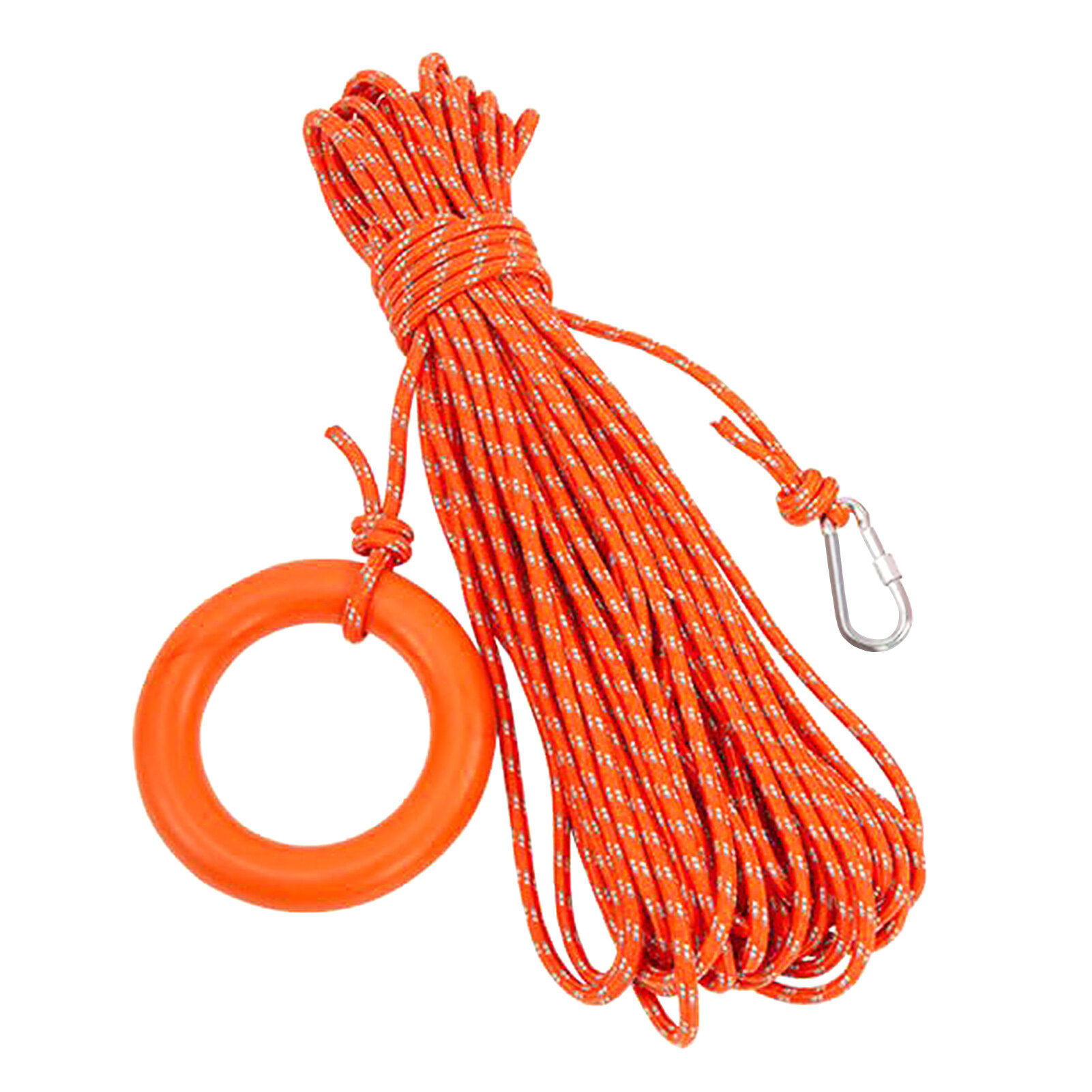98.4ft 30m Reflective Water Floating Lifesaving Rope Professional Throwing Rope Rescue Lifeguard Lifeline with Carabiner and Hand Ring for Swimming Boating Fishing 2000N Capacity Polypropylene 700g 1.54lb 1 Rope
