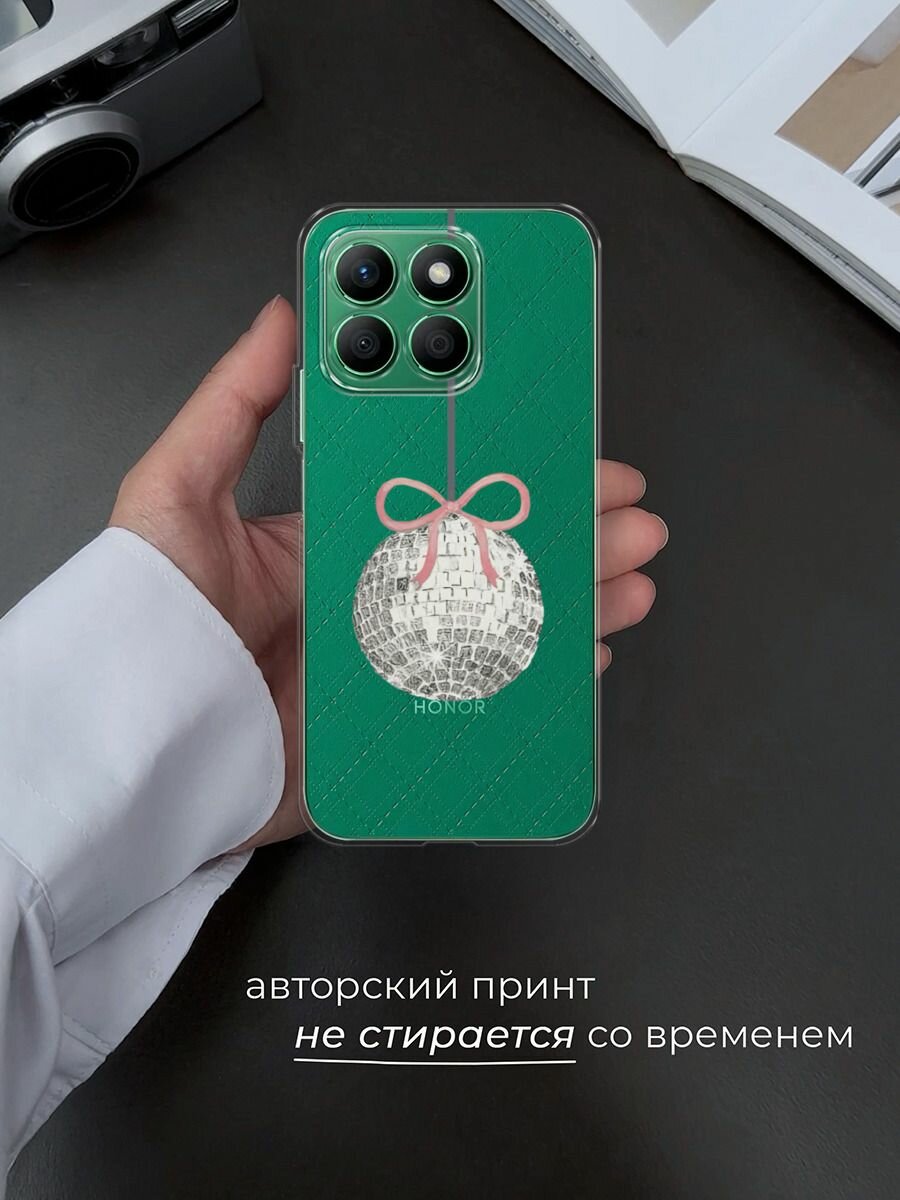 Чехол на Honor X8B / Хонор X8B с принтом Новогодний диско шар, прозрачный — фото 1