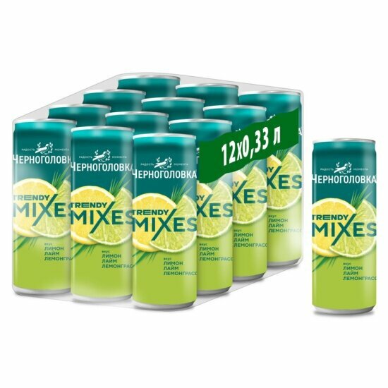 Лимонад Черноголовка Лимон-лайм-лемонграсс 0,33 л ж/б (12 штук в упаковке)