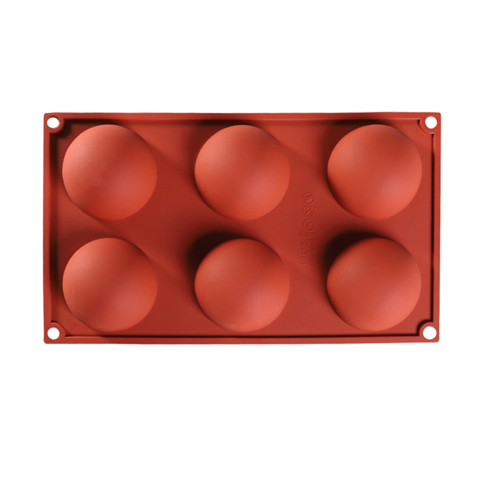 4PCS Кремниевая полушариковая выпечка круглой формы с 6 дырками не прилипающий силиконовый форм для шоколадного торта желе купола мусса пуддинга размер 29*17см диаметр полушария 6.8см цвет коричневый температура -40℃~230℃