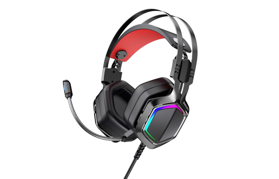 Игровая гарнитура PHILIPS проводная, multicolor, для ПК, высокая чувствительность, комфортные наушни