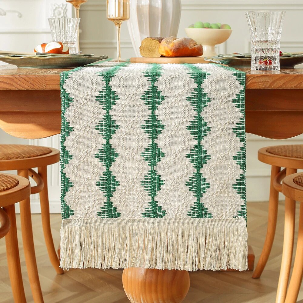 Скатерть-дорожка бохо 35x300см с кистями, Style E