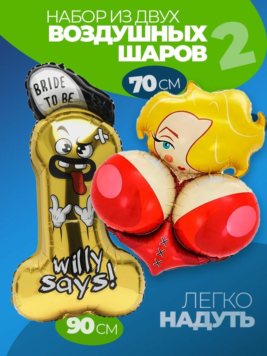 Воздушные фольгированные шары на девичник 18+ член и сиси