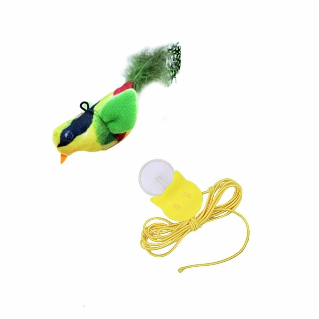 Игрушка для животных, Имитация Маленькой птички снимает скуку и забавляет кошку игрушкой-green willow warbler