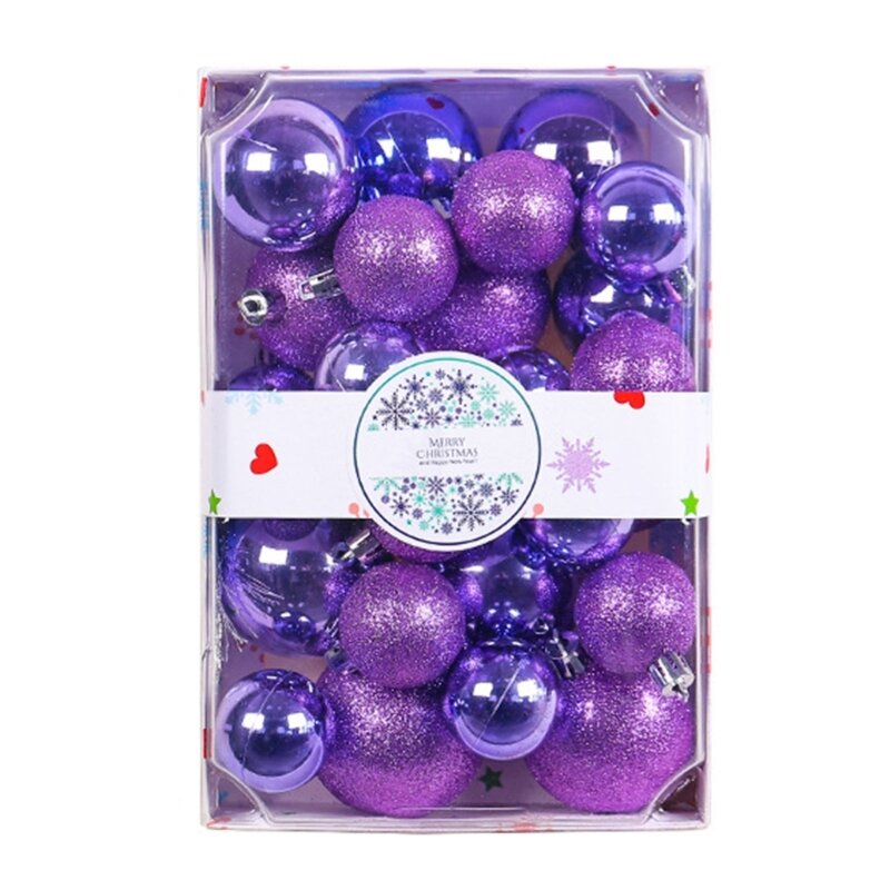 1 box of 26, color ball Christmas tree decoration ball set-purple