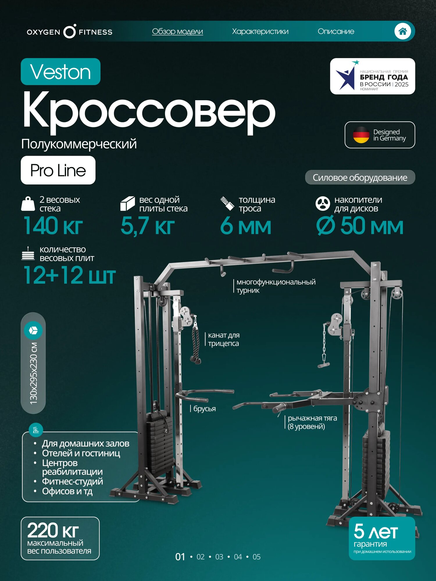 OXYGEN FITNESS VESTON Кроссовер для домашнего или полукоммерческого использования