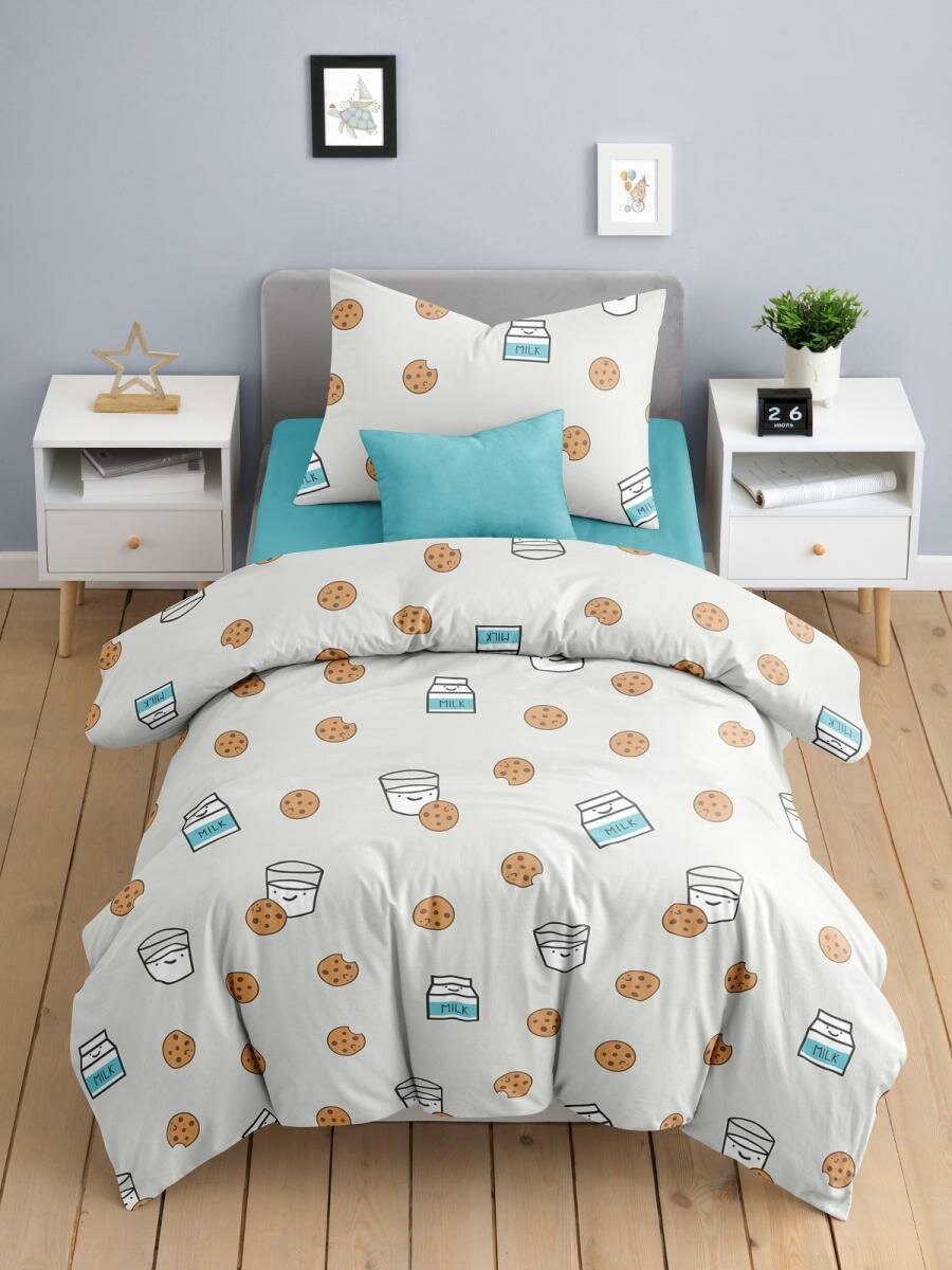 Детское Постельное белье 1.5-спальное Бязь (наволочка 70х70) Ночь Нежна Милк 500505-1+500209-5