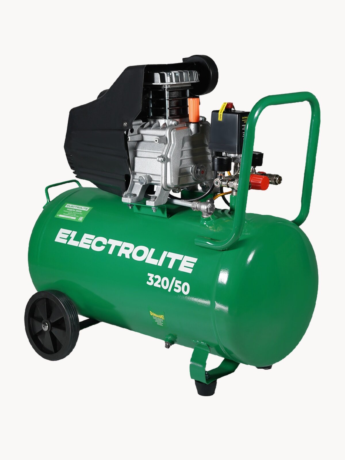 Компрессор воздушный ELECTROLITE 320/50 EL (ресивер 50 литров, 320 л/мин, 2000Вт, 8 Атм, электрический, 2850 об./мин)