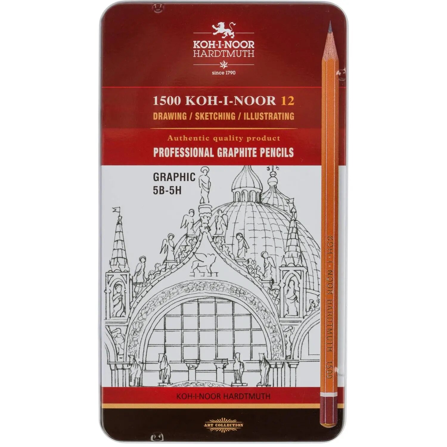 Карандаш чернографитный KOH-I-NOOR 1502/III 5B-5H 12шт./наб, б/ласт, Чехия