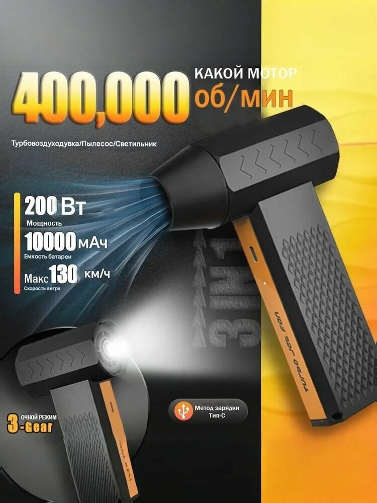 Воздуходувка аккумуляторная мощная, ветродуйка для компьютера, турбовентилятор. Фен для мангала
