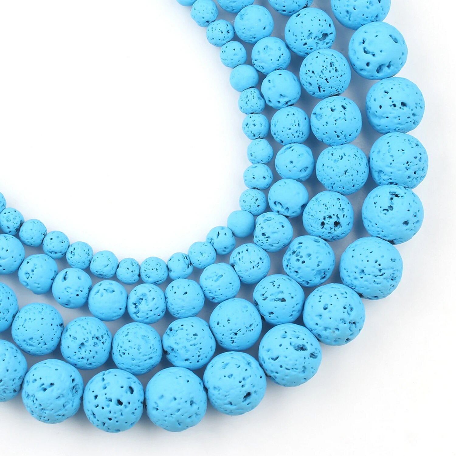Бусины из натурального камня NPCXSZ, синие, 4/6/8/10/12 мм 6mm about 61pcs, Rubber volcanic