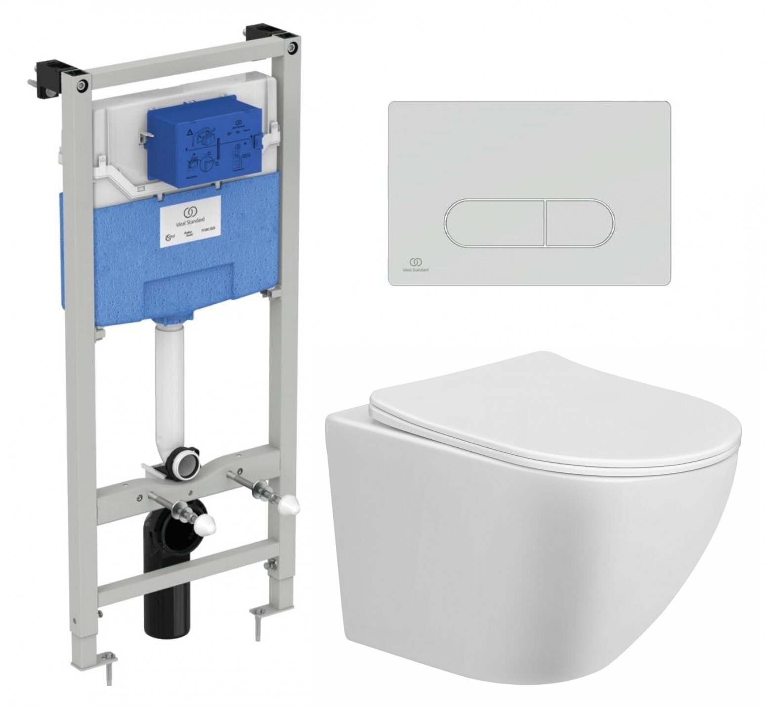 Комплект 3 в 1 инсталляция Ideal Standard + Унитаз подвесной Taliente Amato AM25010 + кнопка хром