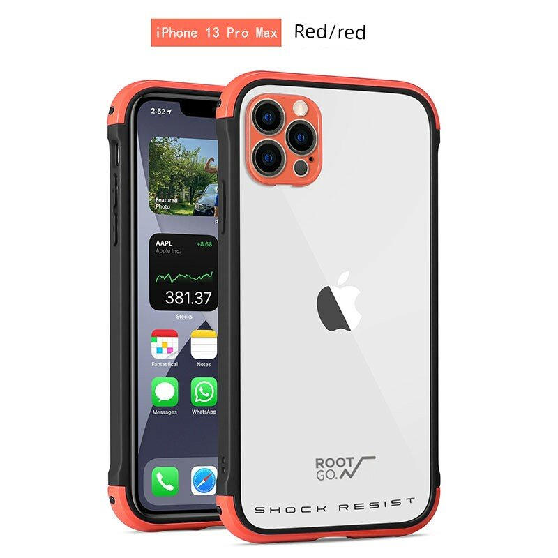 ROOT.GO чехол для iPhone 13 Pro Max из силикона с полным покрытием ударопрочный прозрачный красный цвет для смелого