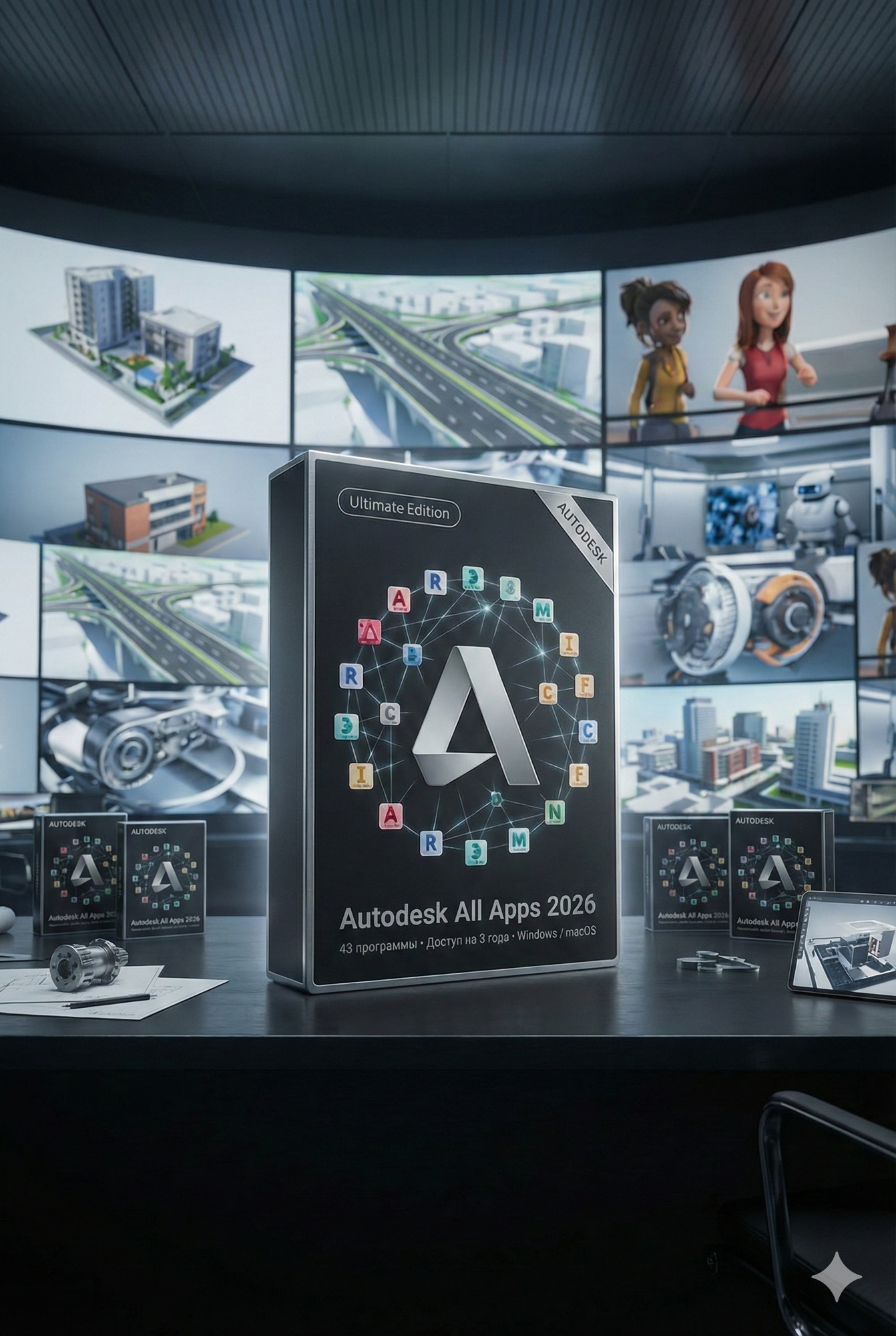 Autodesk All Apps 2026 • 43 программы • Доступ на 3 года • Win/Mac