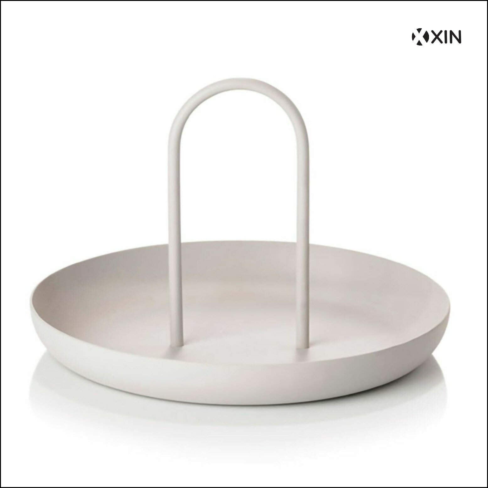 Серый металлический сервировочный поднос с ручкой, современный простой дизайн