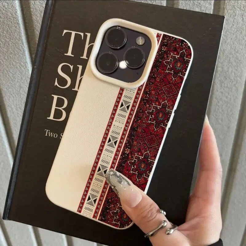 Винтажный чехол для телефона с узором в виде ковра для iPhone 17 16 15 14 айфон 14 про, white-y42913